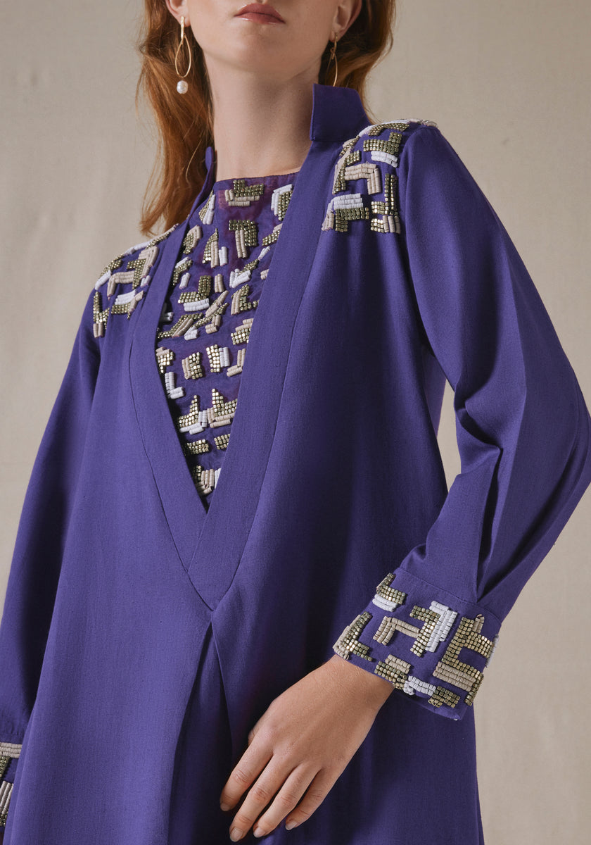 Embroidered Purple Kraftan – Nora Al Shaikh
